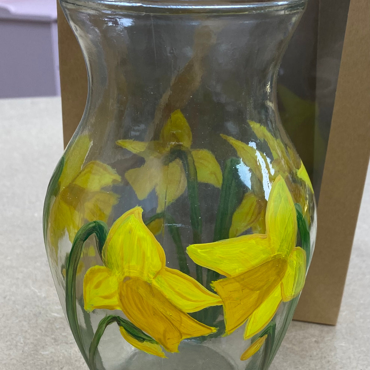 Hand-Painted Daffodil Glass Vase – Unique Floral Gift & Home Décor ...