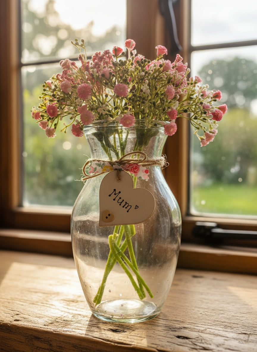 🌸 Personalised Clear Glass Vase with Wooden Heart – Custom Keepsake Gi ...